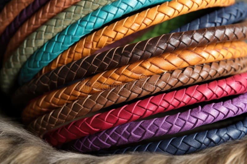 Braided Leather Cords in Various Colors and Textures Stock Illustration ...
