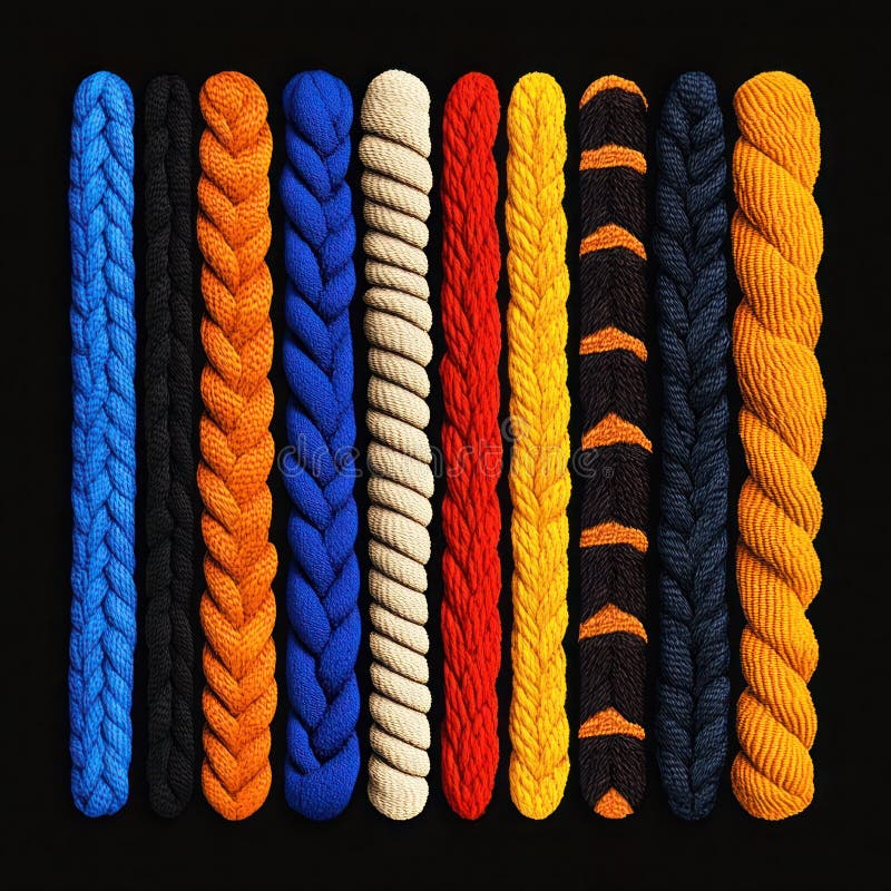 Braided Lines Knitted Seamless Pattern with Cord Decoration Borders ...