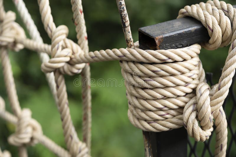 Braided rope into a bridge stock image. Image of tree - 208824995