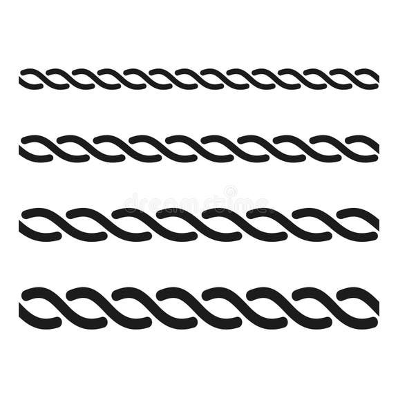 Braided Rope Elements. Abstract Wave Patterns. Horizontal Black Strands ...