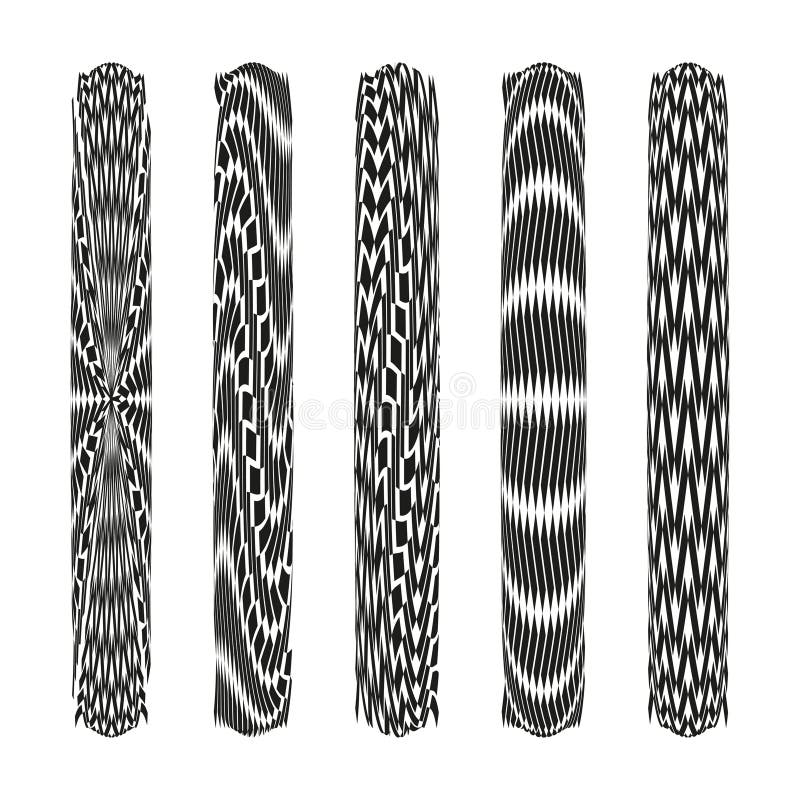 Braided Rope Strips. Woven Cord Patterns. Twisted Fiber Design. Vector ...