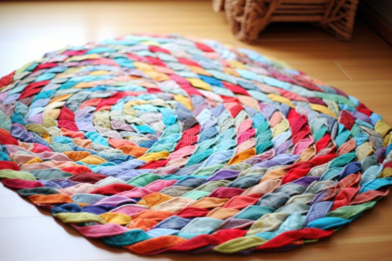 Braided Rug from Fabric Scraps Stock Photo - Image of upcycling ...