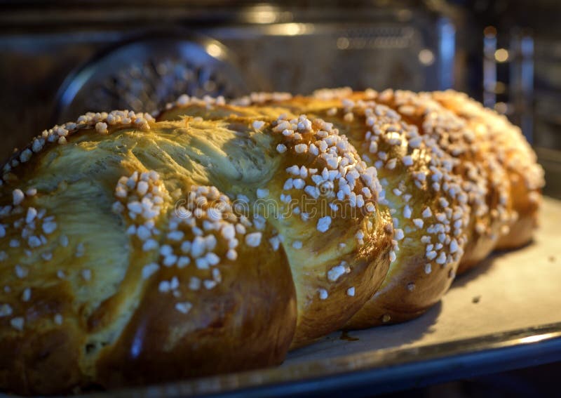 Braided Sweet Yeast Bread in an Oven Stock Photo - Image of plait, food ...