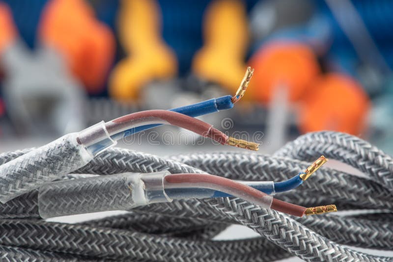 Textile Braided Electrical Cable Cord with Terminals Stock Photo ...