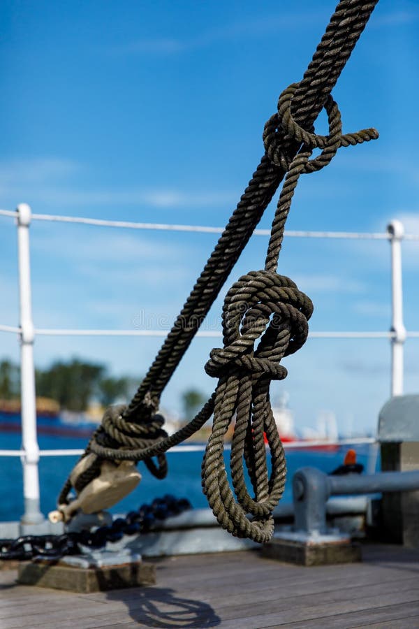 Braided Thick Ship Rope Close-up. Stock Photo - Image of white, thread ...