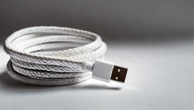 Braided USB-C Cable Rolled stock image. Image of digital - 301194957