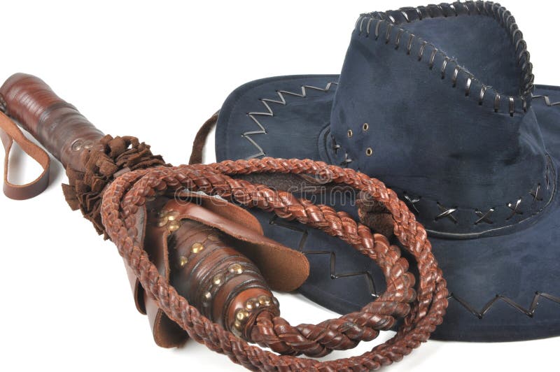 Braided Whip & Cowboy Hat Stock Photo - Image of weapon, horizontal ...