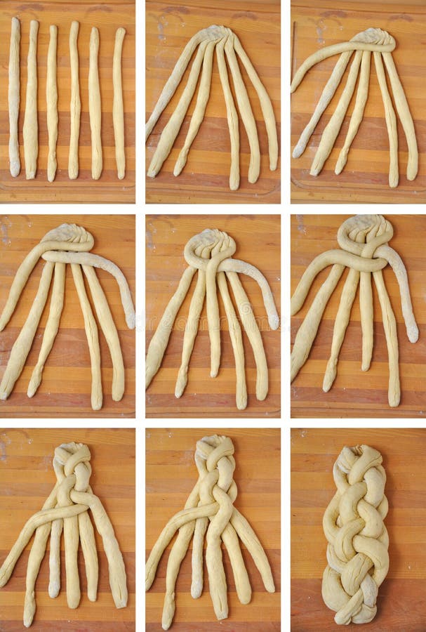 Braiding a Challah Bread, Collage Stock Image - Image of braided ...