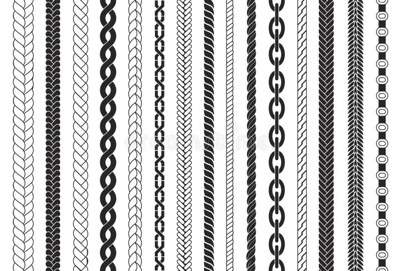 Braids Seamless Pattern. Braid Brushes Decorative Elements for Design ...
