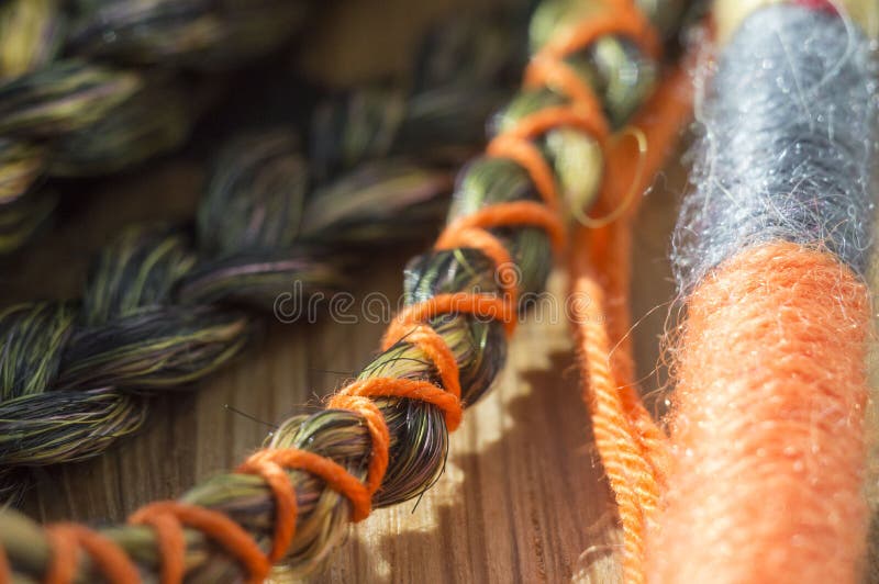 Braids on a Wood Background at Close Range Stock Image - Image of ...