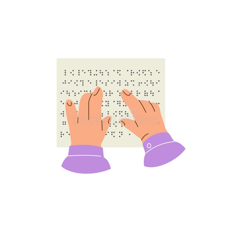 Braille Language, Vector Hands Tracing the Points on Pages, Reading ...