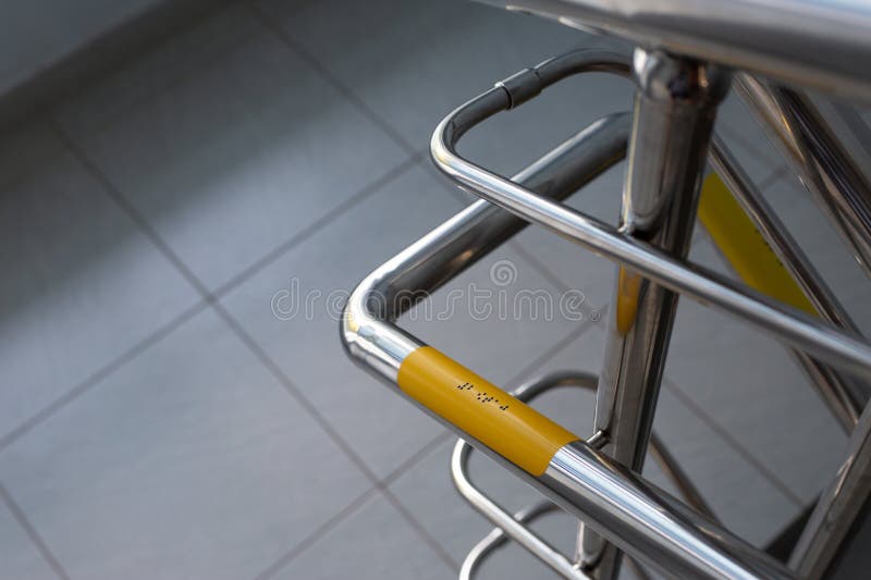 Braille Text on Building Railings for Care and Support Blind People and ...