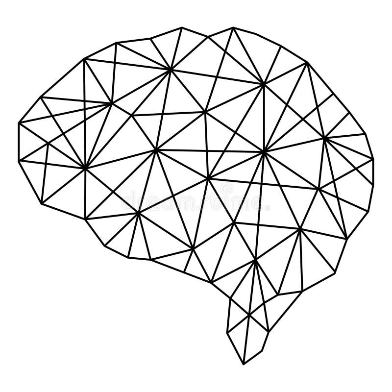 Human Brain with Colorful Connected Lines and Dots. Vector Network ...