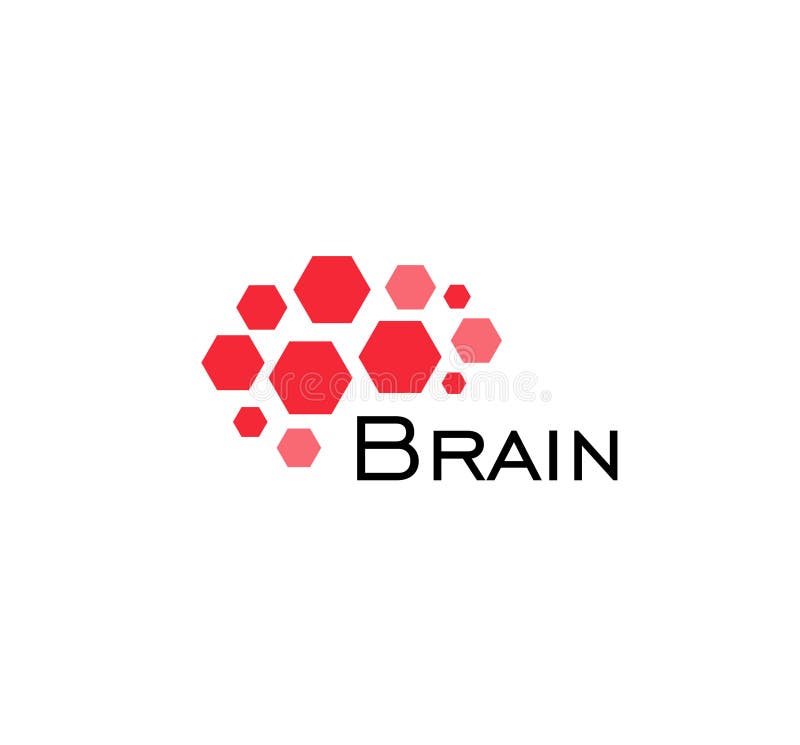 Brain Abstract Icon. Squares Shapes, Geometric Brain Hemisphere. SImple ...