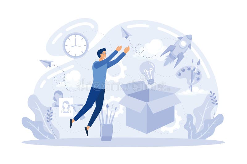 Thinking and Imagination, Problem Solving, Brainstorming Stock Vector ...