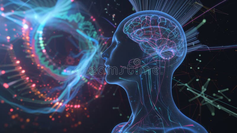 Brain Activity and Data Flow Stock Image - Image of technology ...