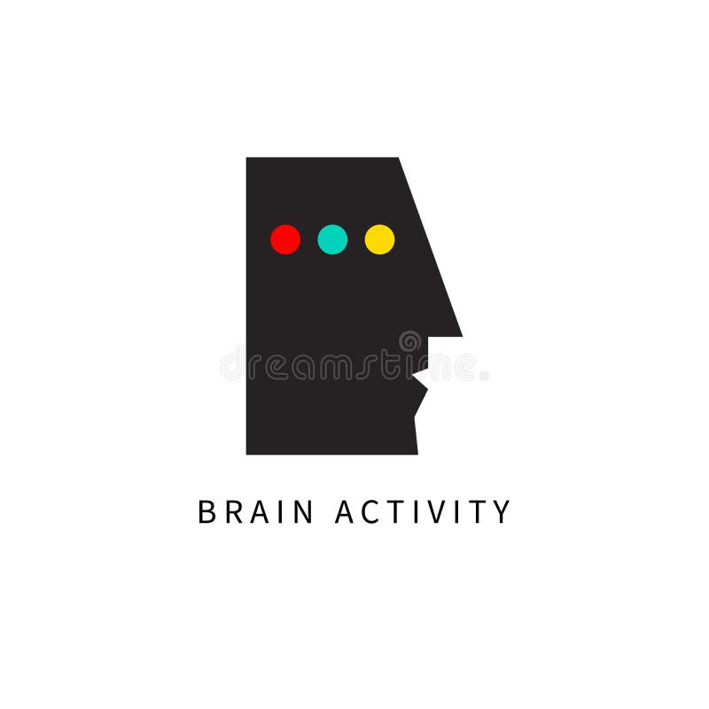 Brain Activity Icon. Brain Scan, Eeg. Profile of Man Stock Vector ...