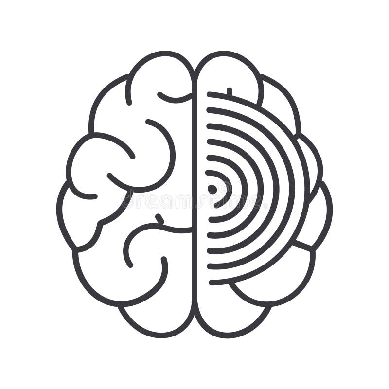 Brain Activity. Illustration Showing a Human Brain with Half of it ...