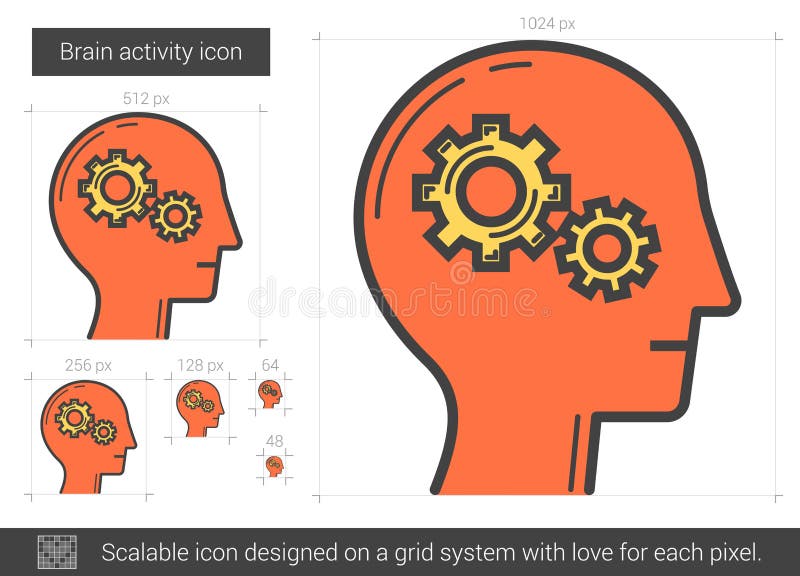 Brain activity line icon. stock vector. Illustration of intelligence ...