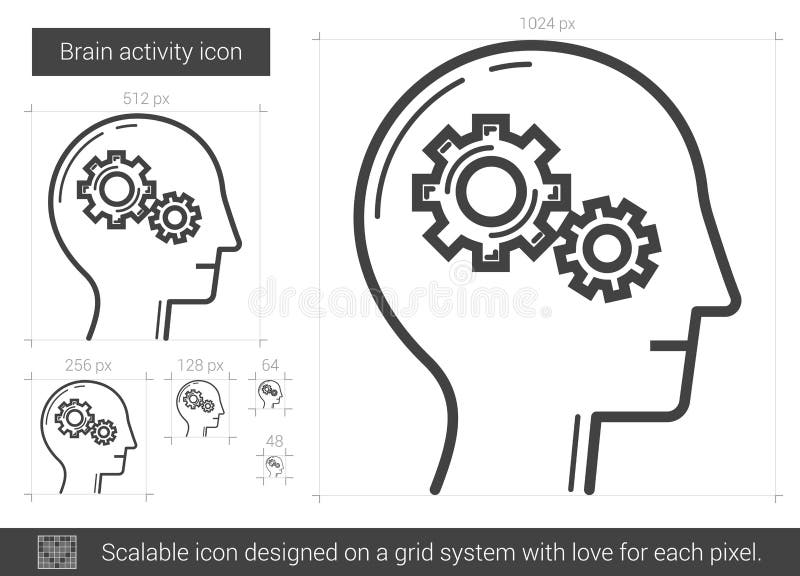Brain activity line icon. stock vector. Illustration of outline - 100294353