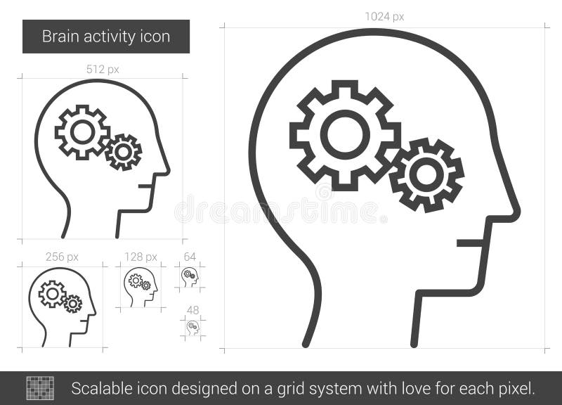 Brain activity line icon. stock vector. Illustration of intelligence ...