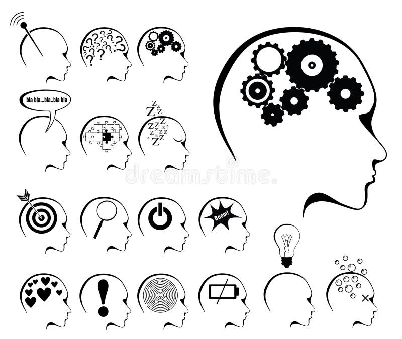 Brain Activity and States Icon Set Stock Illustration - Illustration of ...