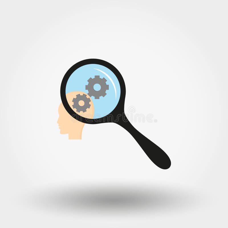 Brain Activity Under the Magnifying Glass. Icon. Vector. Flat. Stock ...