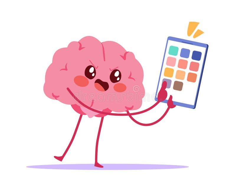 Brain Addicted To Smartphone Dopamine and Tech Overload Concept Stock ...