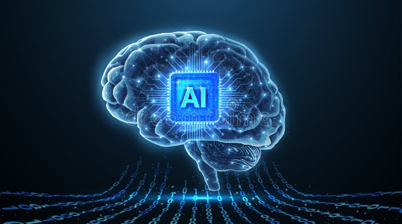 Brain with AI Chip Inside. Artificial Intelligence, Brain Science ...