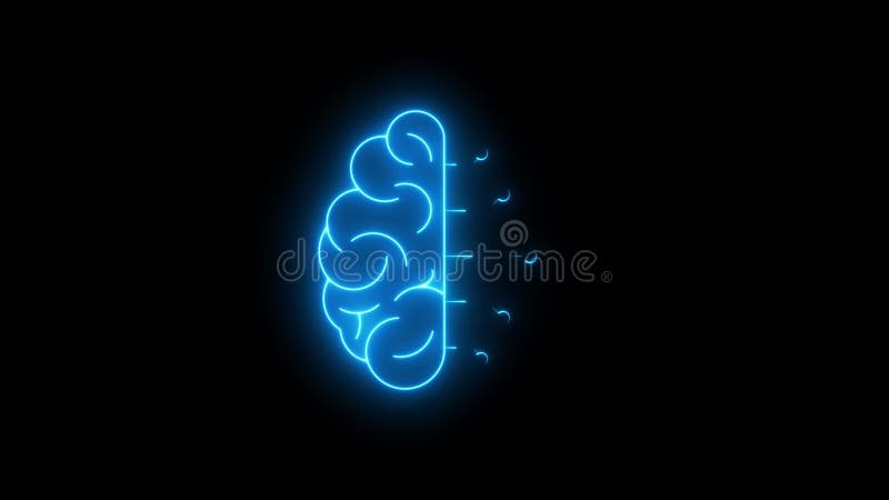 Brain Ai Neon Animated Half Brain Half Ai Combination of Brain and Ai ...