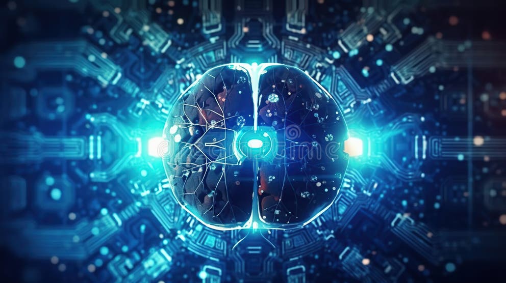 Brain AI Powered Chatbot. Generative AI Stock Illustration ...