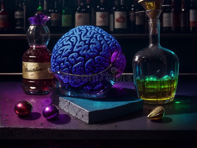 Brain with Alcohol at the Bar. Stock Illustration - Illustration of ...