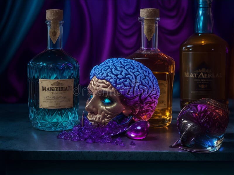 Brain with Alcohol at the Bar. Stock Illustration - Illustration of ...