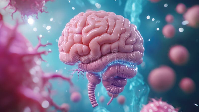 Brain Amidst Pink Cells stock image. Image of molecular - 364010149