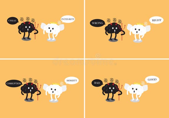 Brain Angel and Brain Devil Cartoon Debating Stock Vector ...