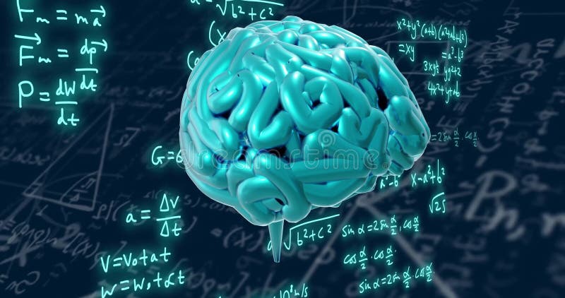 Brain Animation Over Mathematical Equations and Formulas Stock Footage ...
