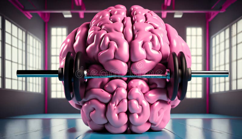 Brain with Arms and Legs Lifting Dumbbell Creative Concept Stock ...