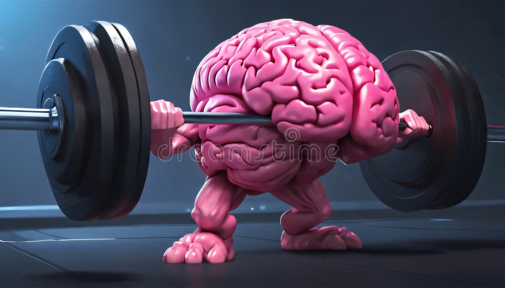 Brain with Arms and Legs Lifting Dumbbell Creative Concept Today S ...