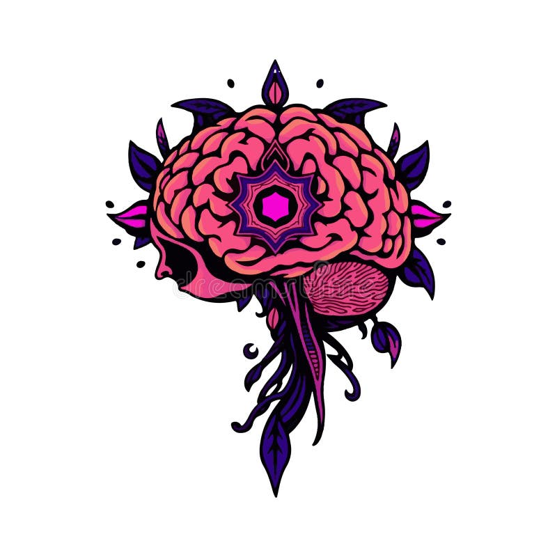 Brain Art with Flower and Leaves Representing Minds Creativity ...