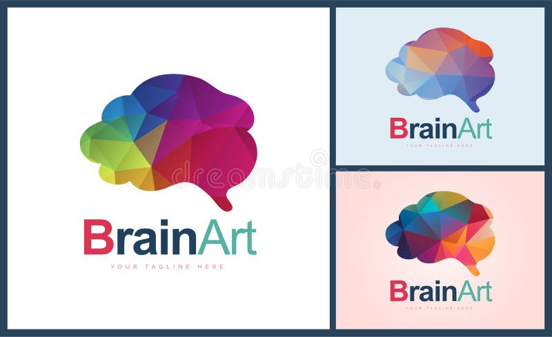 Brain Art Mosaic Colour Modern Logo Template Design Set Stock Vector ...