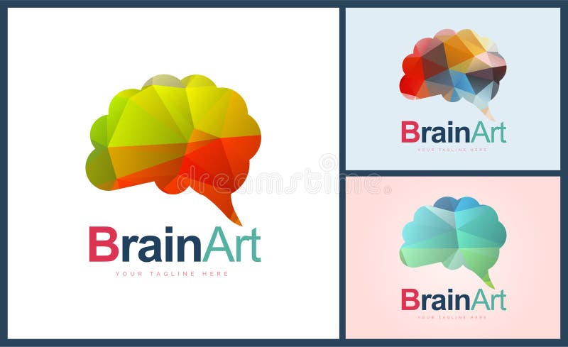Brain Art Mosaic Colour Modern Logo Template Design Set Stock Vector ...