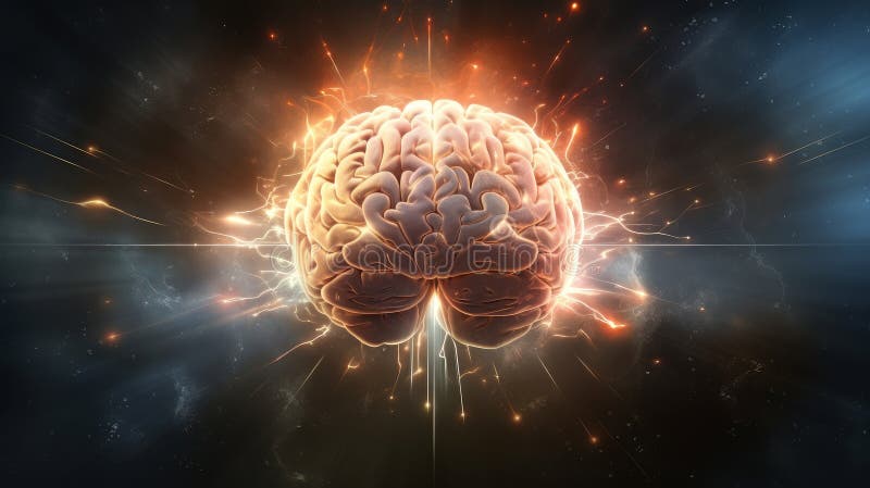 A Brain As a Light Source, Illuminating the Surrounding Space Stock ...