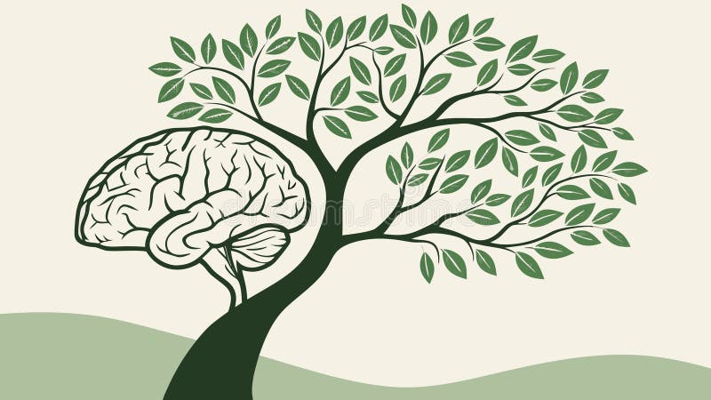 Brain As a Thriving Tree Illustration, Symbolizing Growth, Vector ...