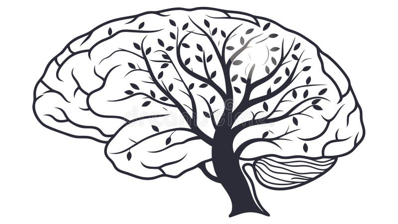 Brain As Tree with Roots, Knowledge & Cognitive Growth, Vector Design ...