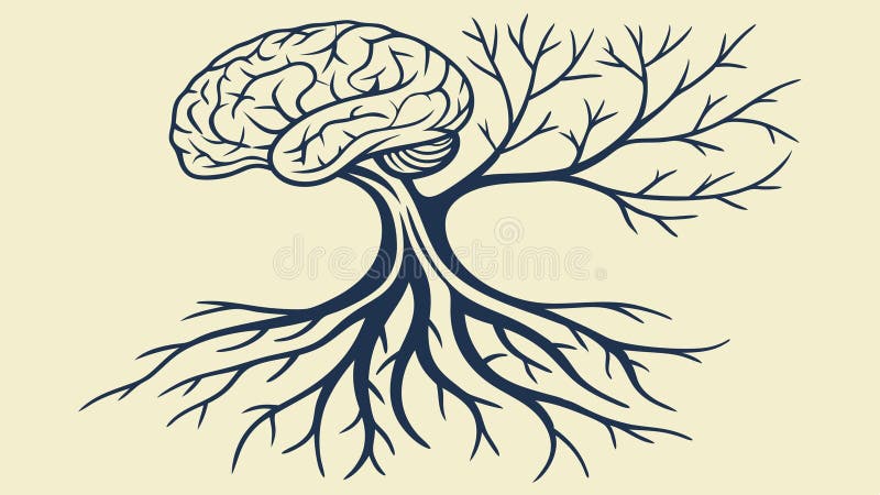 Brain As Tree with Roots Vector, Mind Growth, Vector Design Generative ...