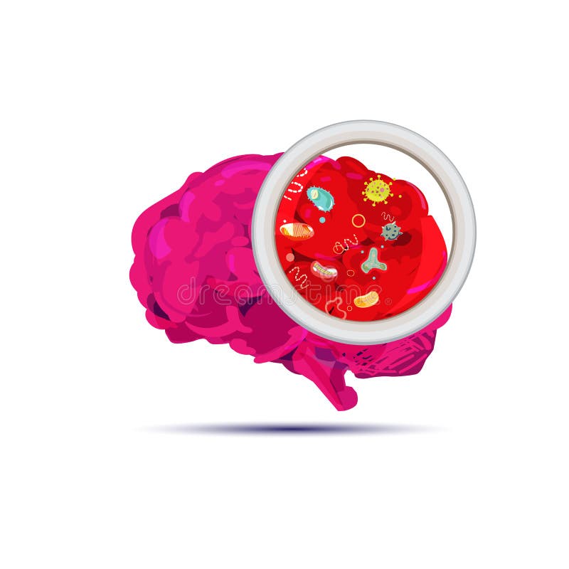 Brain with Bacteria. Brain Infection Concept - Stock Illustration ...
