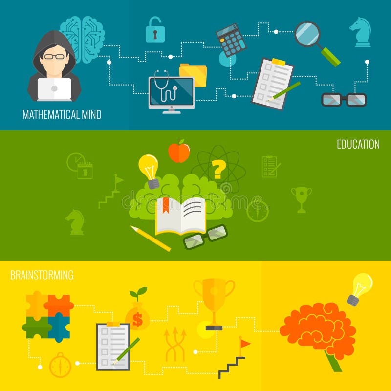 Brain banner set stock vector. Illustration of human - 249164399