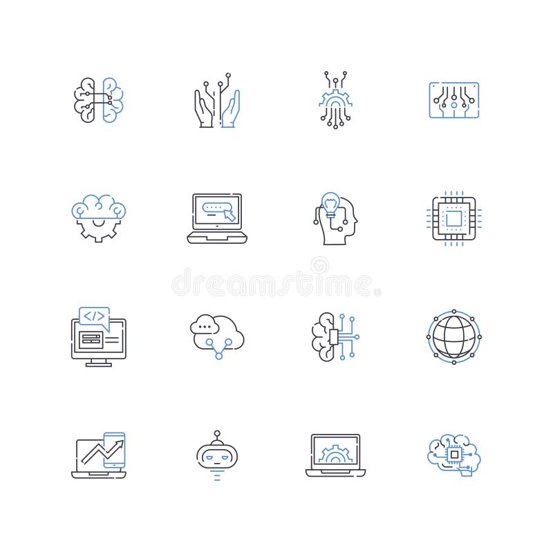 Brain Basket Line Icons Collection. Innovation, Cognition, Intelligence ...