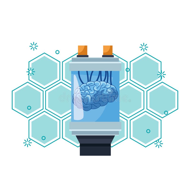 Brain into a Battery Black and White Stock Vector - Illustration of ...