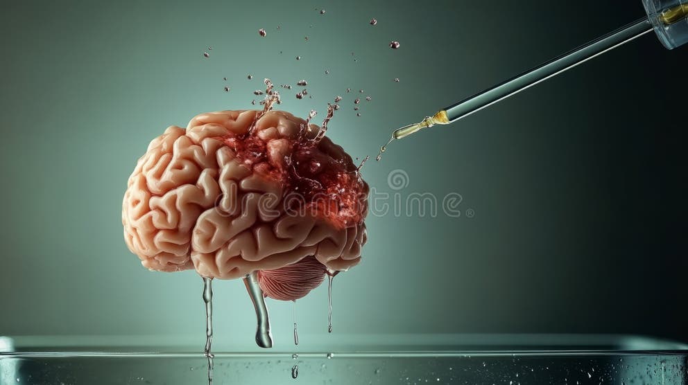 Brain Being Watered with a Dropper Stock Image - Image of ...